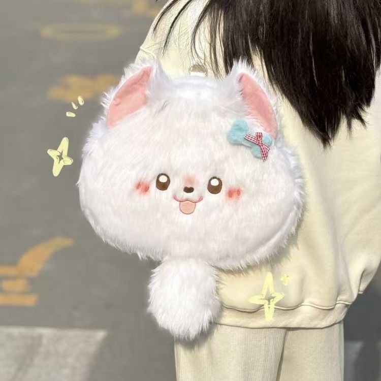 Cute Samoyed Plush Backpack for Women, Student, and Commuter Use, Large ...