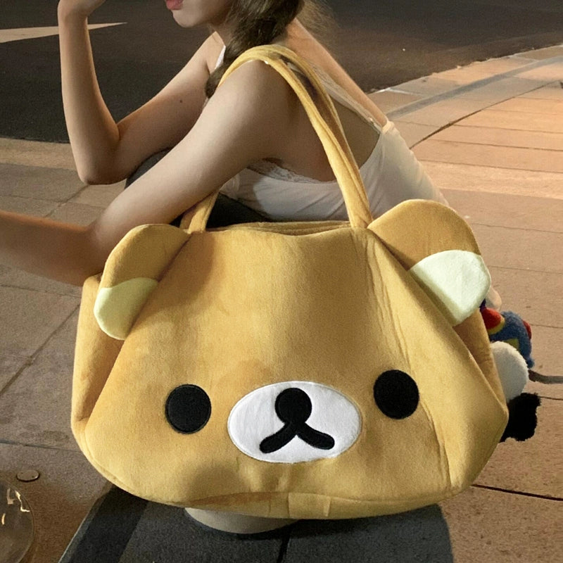 Rilakkuma-style Plush Bag for Female Students, Multifunctional, Large ...